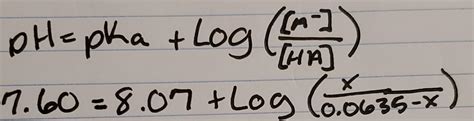 Solved How To Solve Ph Problem Ph Pka Log [a ] [ha]