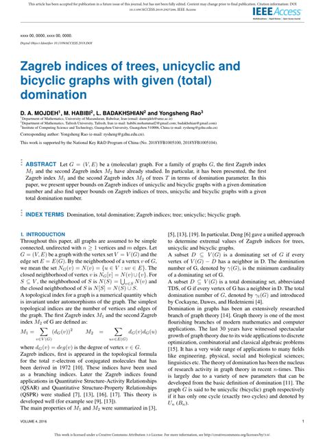 Pdf Zagreb Indices Of Trees Unicyclic And Bicyclic Graphs With Given