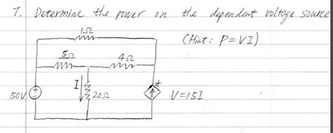 solved determine the power on the dependent voltage source