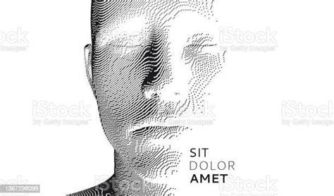큐브에서 구성 추상 디지털 인간의 머리 비즈니스 프리젠 테이션 전단지 또는 포스터를위한 미니멀 한 디자인 기술 및 로봇 공학
