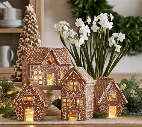 Gingerbread Village Houses Pottery Barn Christmas Decorations