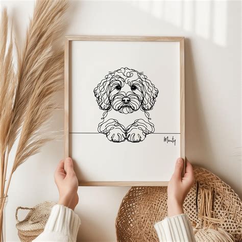 Cockapoo Line Drawing Line Art Dog Print Cockapoo Picture Fun T