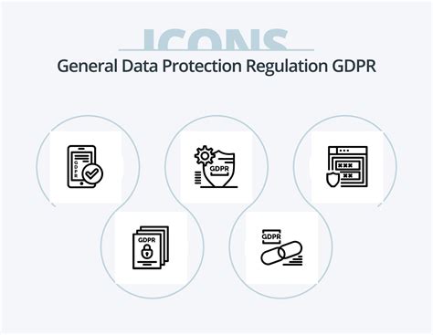 Gdpr Line Icon Pack 5 Icon Design Protection Gdpr Processor Network