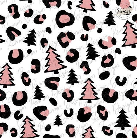 Leopard Print Christmas Tree Pattern Christmas Seamless Pattern