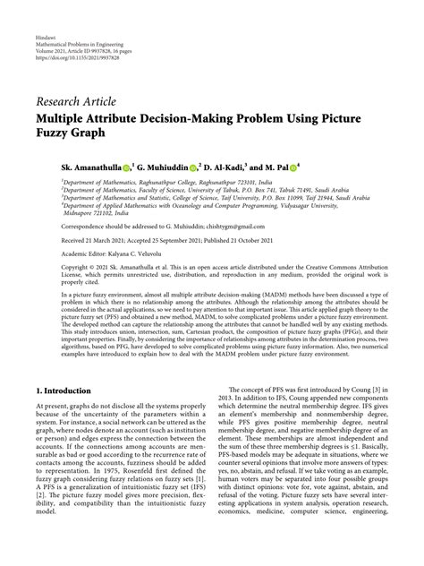 Pdf Multiple Attribute Decision Making Problem Using Picture Fuzzy Graph