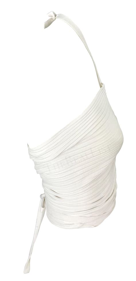 Ss 2000 Gucci By Tom Ford White Ribbed Halter Neck Tank Top For Sale