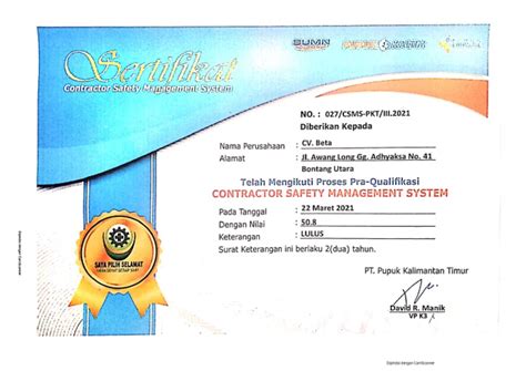 Sertifikat Csms Cv Beta Pdf
