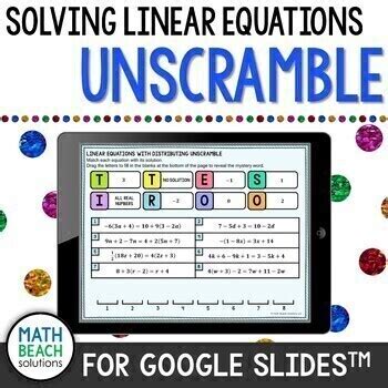 Solving Multi Step Linear Equations Activity With Distributing For Google Slides