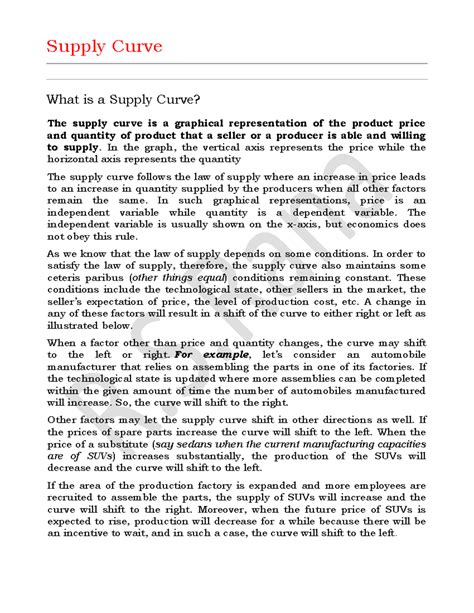 Supply Curve Supply Curve What Is A Supply Curve The Supply Curve Is A Graphical