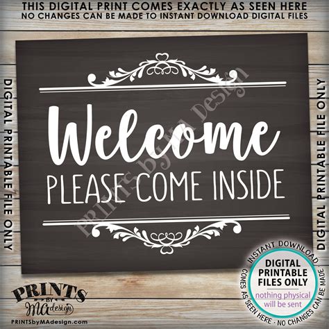Welcome Sign Welcome Please Come Inside Please Come In Sign Welcome