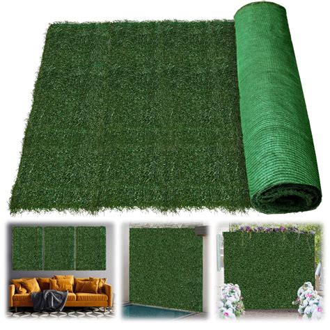 40x100in Artificial Grass Privacy Fence Screen Grass Wall Backdrop Panels With 100 Pcs Zip Ties