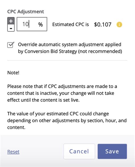 How Do I Make Custom CPC Adjustments FAQ Outbrain Com