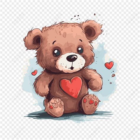 마음을 가진 테디 베어 벡터만화클립 아트상표 Png 일러스트 무료 다운로드 Lovepik
