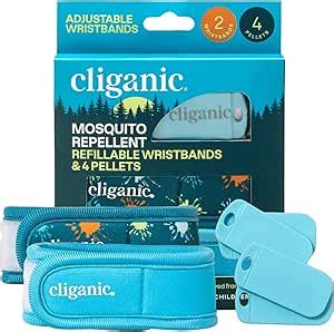 Cliganic Mosquito Repellent Pack 2 Wristbands 4 Refill