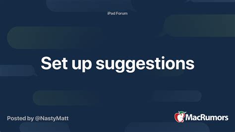 Set Up Suggestions Macrumors Forums