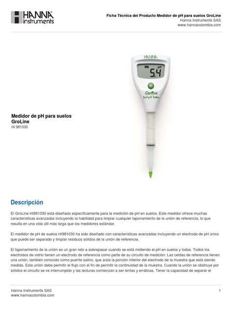 Ficha Tecnica Hi981030 Pdf Pdf Ph Solución Tampón