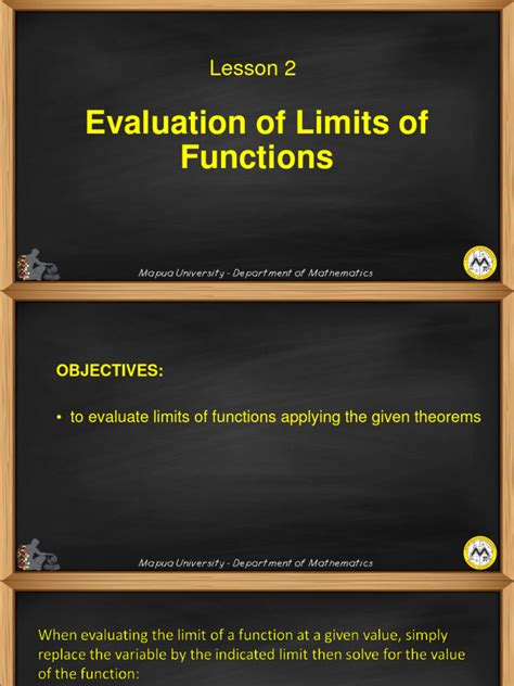 Lesson 2 Evaluation Of Limits Of Functions Pdf Mathematical