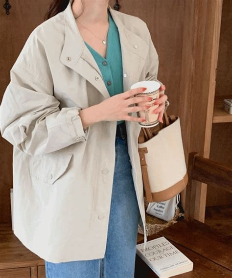 바스락 오버핏 롱 하프 가을 야상 자켓 점퍼 봄 빅사이즈 에이블리