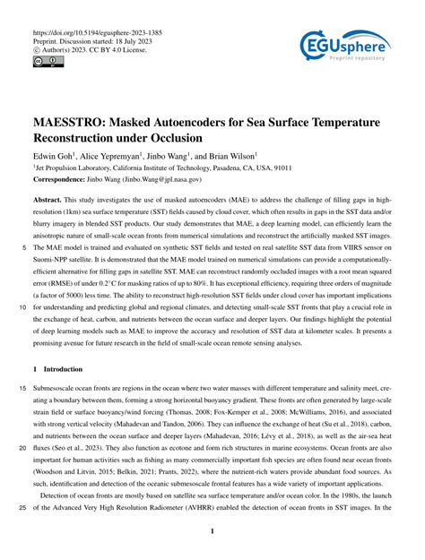 Pdf Maesstro Masked Autoencoders For Sea Surface Temperature Reconstruction Under Occlusion