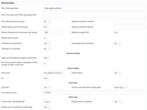 General Configuration Glpi 100 Documentation