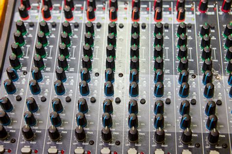 Volume And Equalization Controls On Professional Mixing Console Stock