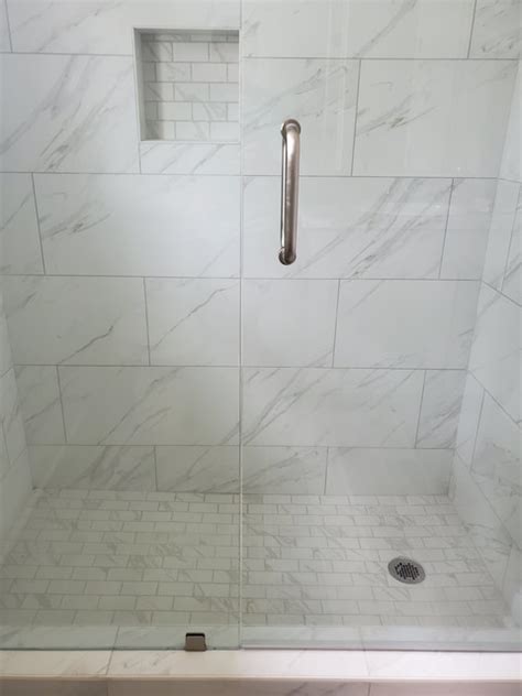 Tub Surround And Shower Done With 12x24 Carrara Matte Porcelain Tile Bathroom Other By