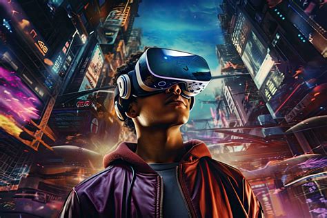 Portrait Of Young African American Man Wearing Virtual Reality Goggles A Person Wearing Virtual