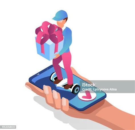 특사 선물을 제공합니다 자이 컴퍼스 보드에 한 남자가 있다입니다 온라인 제공를 제공합니다 아이소메트릭 3d 3차원 형태에 대한 스톡 벡터 아트 및 기타 이미지 Istock