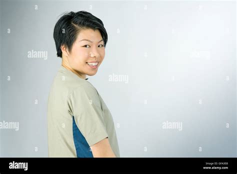 Female Model Attractive Woman On Plain Background With Copy Space