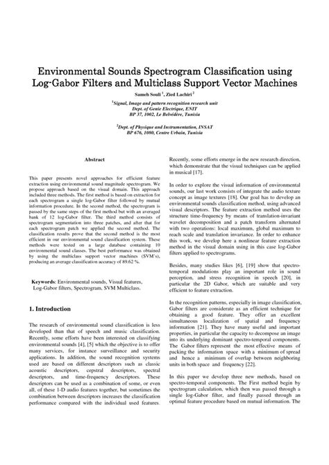 Environmental Sounds Spectrogram Classification Using Log Gabor Filters