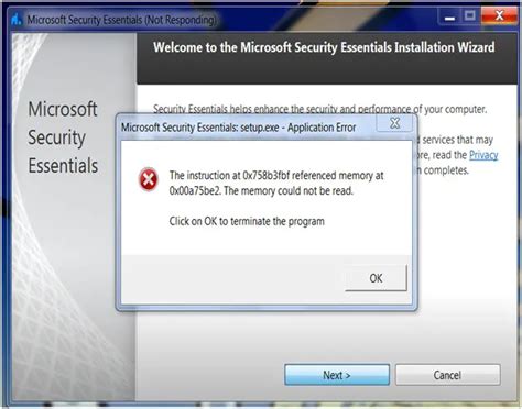 Microsoft Security Essentials Setup Exe Application Error Techyv Com
