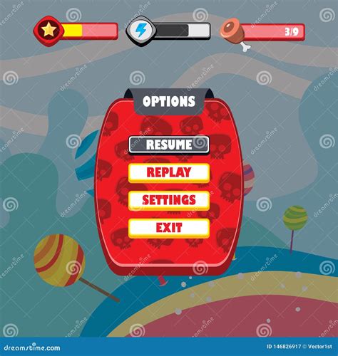 Game Ui Menu Application Mobile App Stock Vector Illustration Of Game Sign 146826917