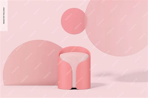 Макет матового акрилового розового круглого подиума Бесплатно Psd Файл