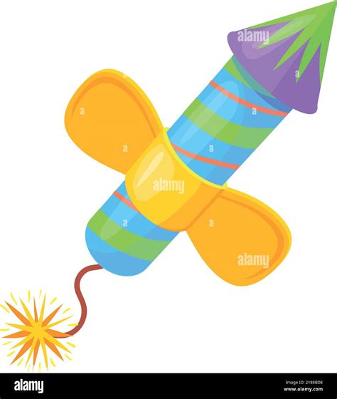 Helicopter Firework Sparkling Holiday Cracker Cartoon Icon Isolated On White Background Stock