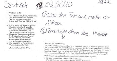 Aufgaben Textbeschreibung Lyrik