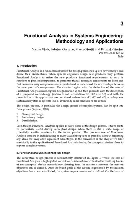 Pdf Functional Analysis In Systems Engineering Methodology And