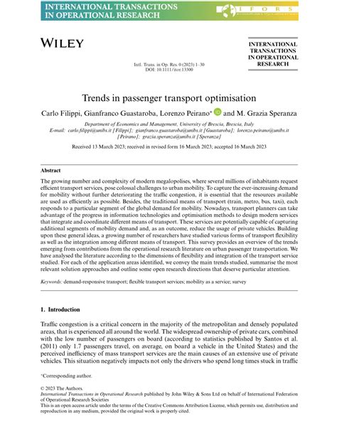 Pdf Trends In Passenger Transport Optimisation