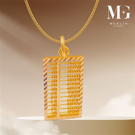 916 Gold Classic Large Abacus Pendant 13 Rows With Movable Abacus