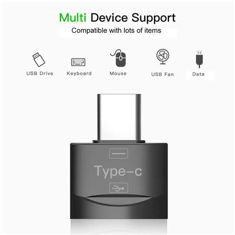 Sdtek Usb Type C To Usb A Female Otg On The Go Host Adapter Black