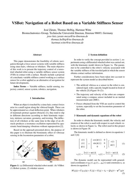 Pdf Vsbot Navigation Of A Robot Based On A Variable Stiffness Sensor