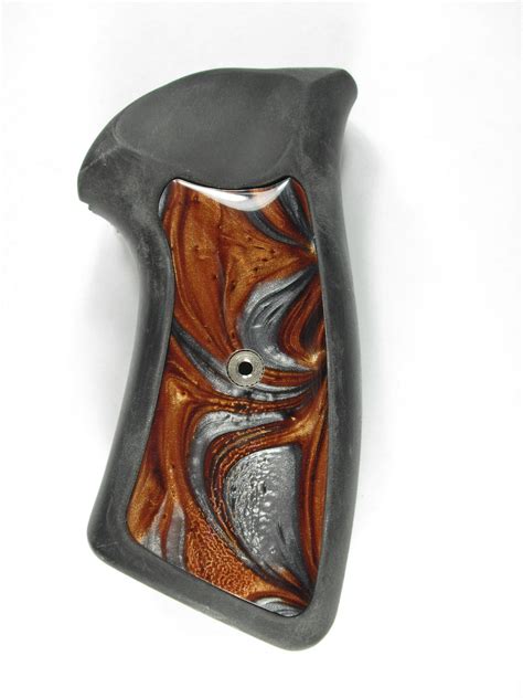 Copper And Silver Pearl Ruger Gp100 Grip Inserts Ls Grips