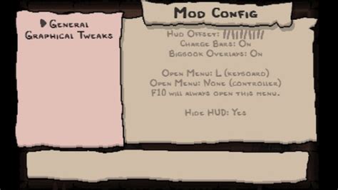 Binding Of Isaac Mod Configuration Menu