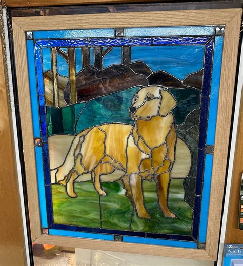 Golden Retriever Stained Glass Panel Etsy