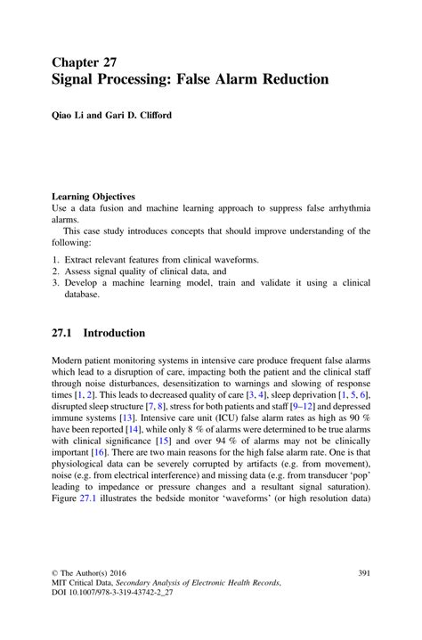 Pdf Signal Processing False Alarm Reduction