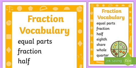 Year 1 And 2 Fraction Poster Display Poster Teacher Made