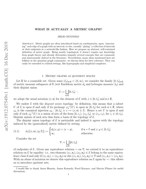 Pdf What Is Actually A Metric Graph