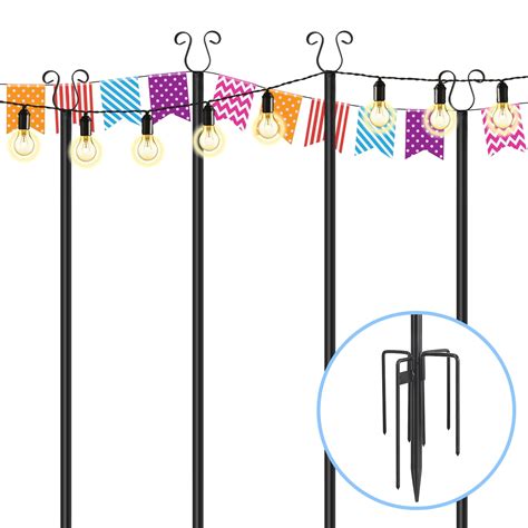 Urban Deco 10ft String Light Pole 4 Prong Fork Pole Stand Outdoor