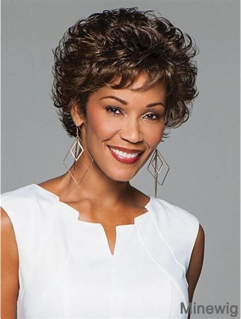 Curly Black Layered 6 Inch Monofilament Wigs