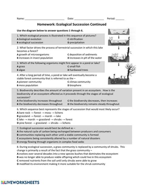 Ecological Succession Worksheet High School Artofit