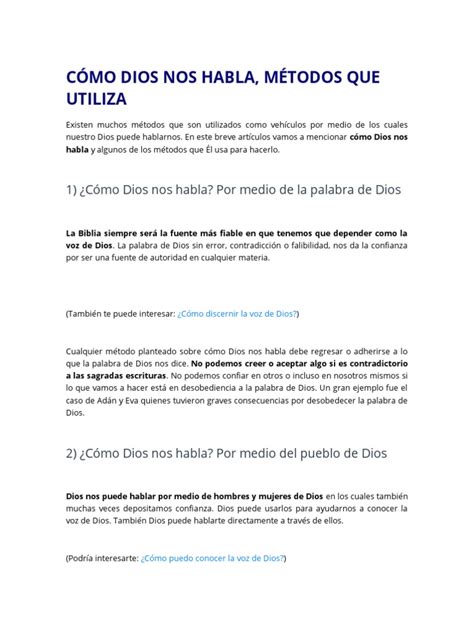 Cómo Dios Nos Habla Pdf Biblia Dios